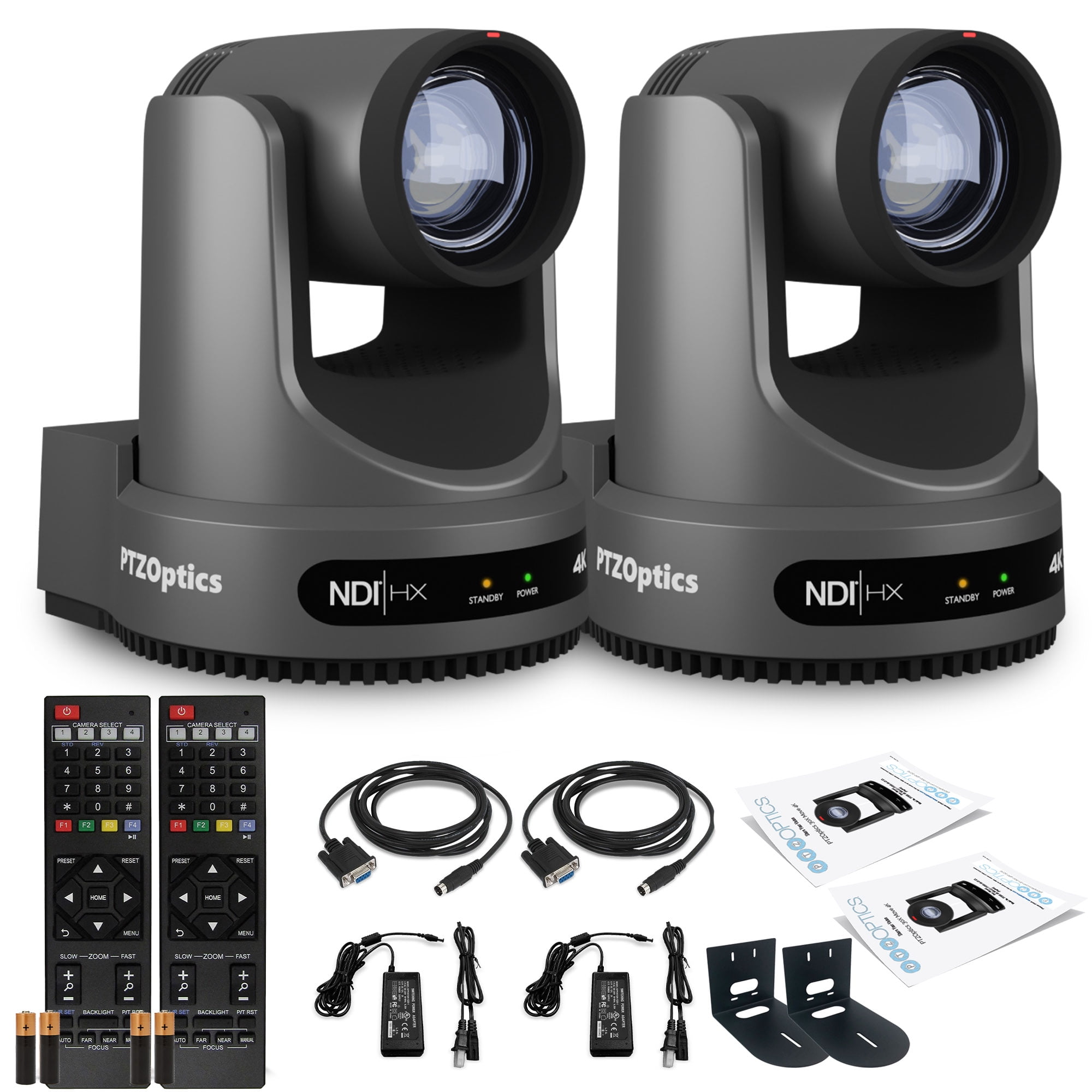 2 x PTZOptics Move 4K SDI/HDMI/USB/IP PTZ Camera with 20x Optical Zoom ...