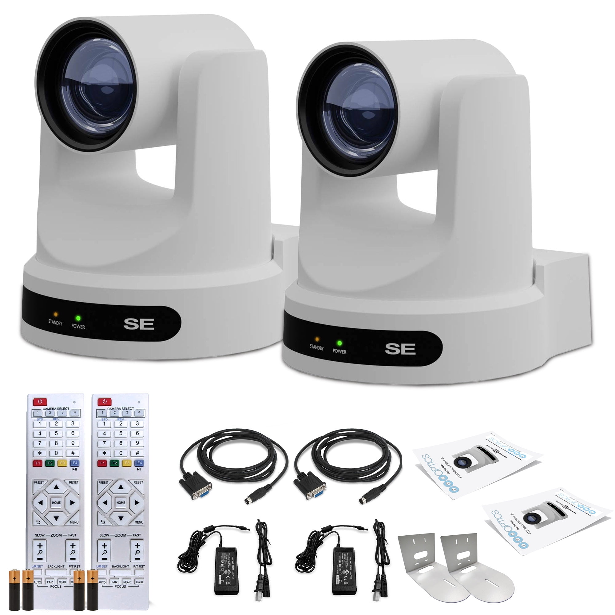 2 x PTZOptics Move SE PTZ Camera with 12x Optical Zoom (White) + 2 x ...