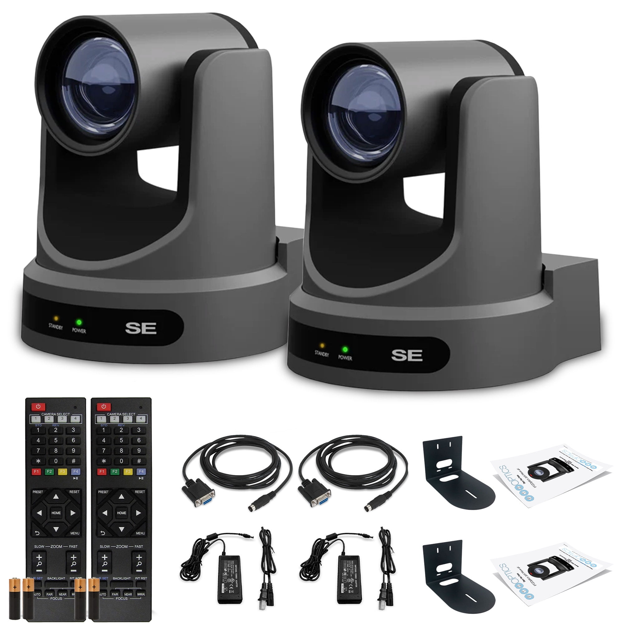 2 x PTZOptics Move SE PTZ Camera with 20x Optical Zoom (Gray) (PT20X-SE ...