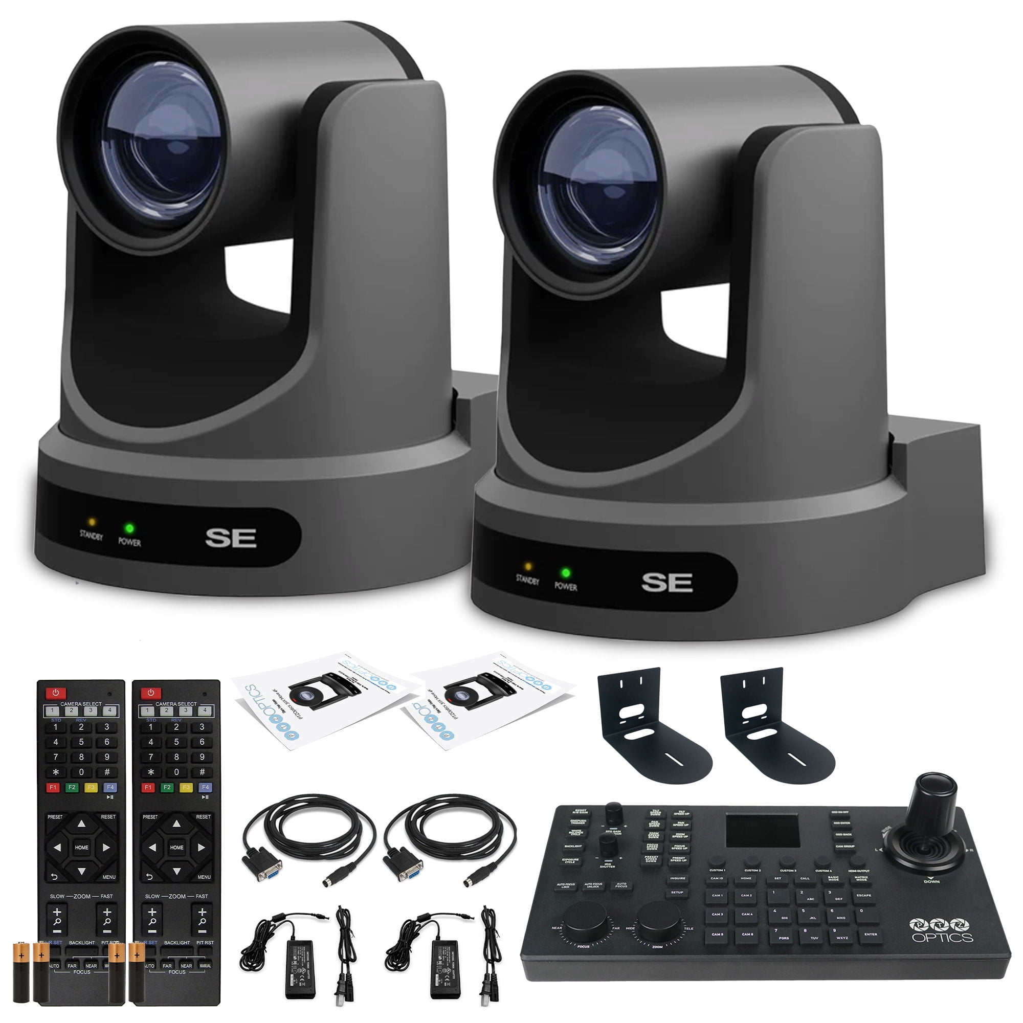 2 x PTZOptics Move SE PTZ Camera with 20x Optical Zoom + SuperJoy PTZ ...