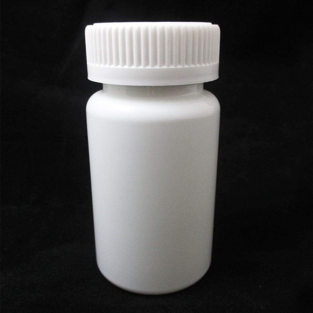 2 x Pill Bottle Storage Container Pet Tin Vial White 100ml Safety Cap ...