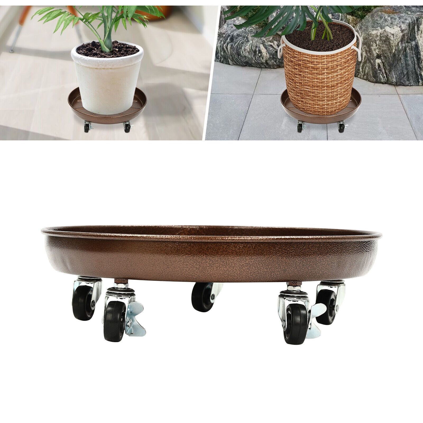 2 x Plant Stand Flowerpot Pot Trolley with Wheels Movable Flexible ...