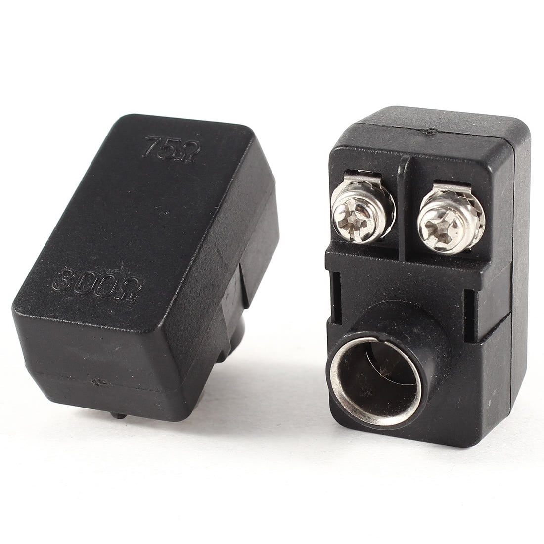 2 x Push-On Antenna Matching Transformer 300/75 Ohm TV F Coax Adapter ...