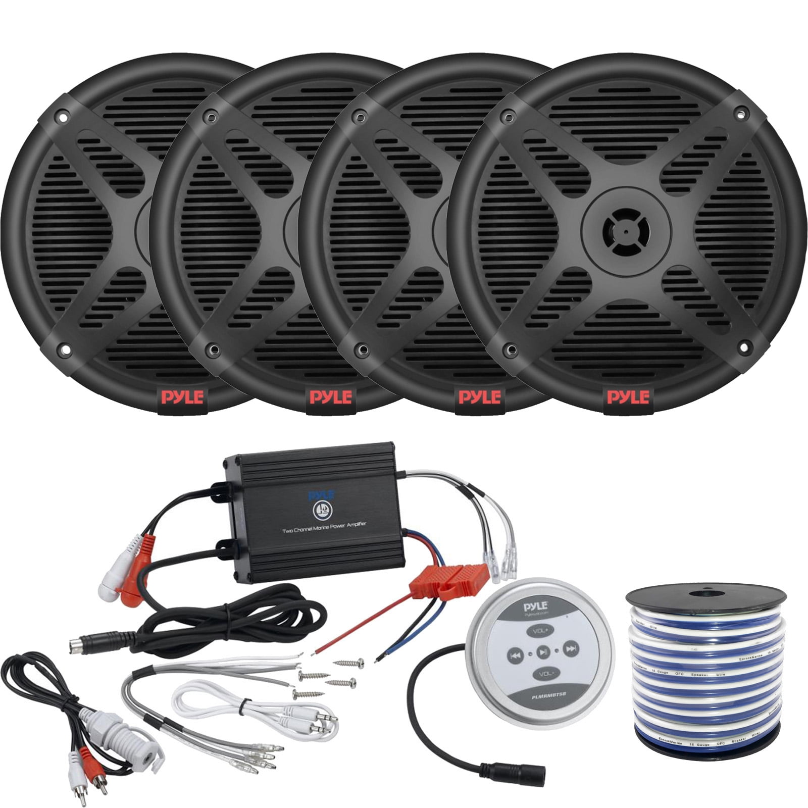 2 x Pyle 600W Marine 2-Way Coaxial Full-Range Speakers, Pyle Waterproof ...