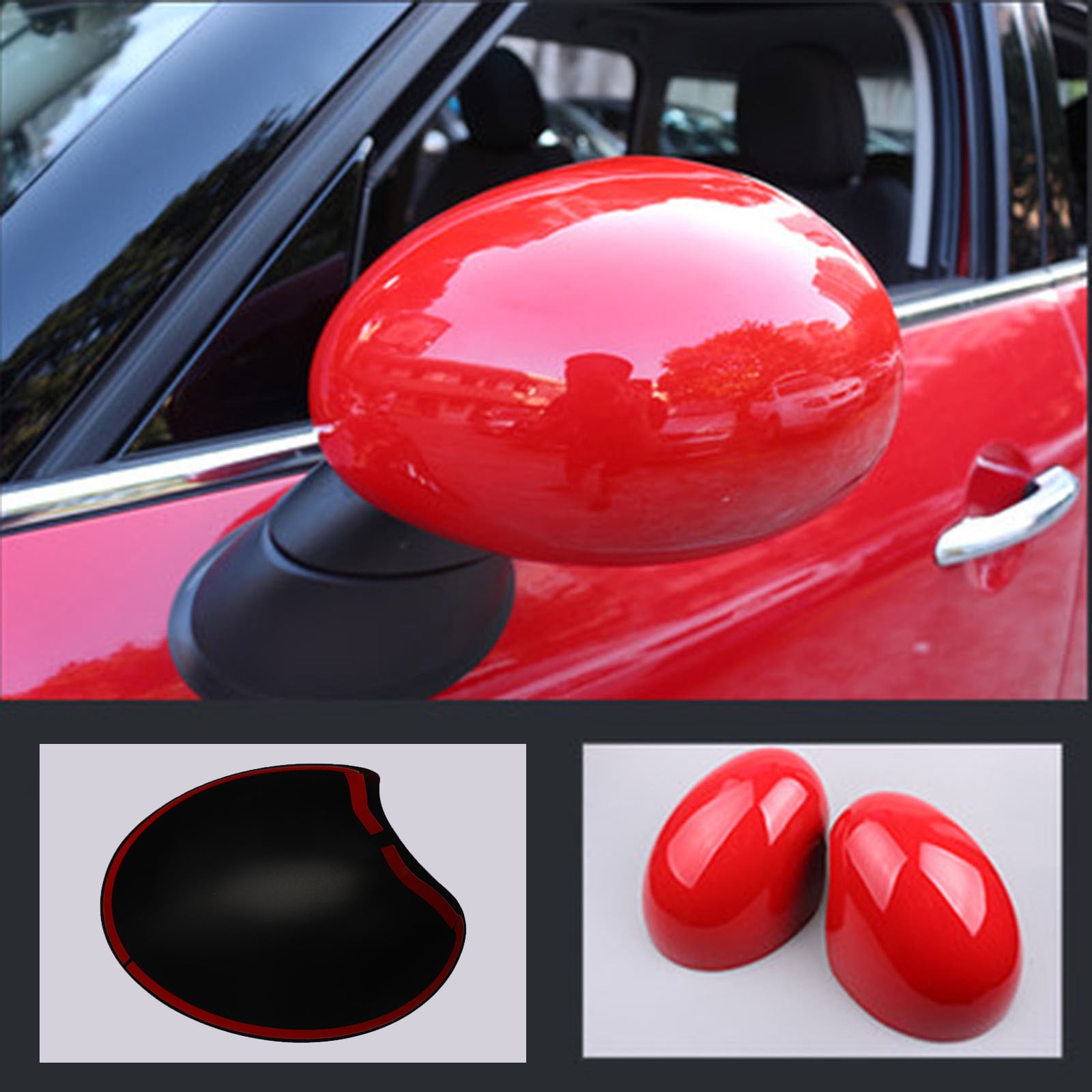 2 x Red Mirror Covers for MINI Cooper R55 R56 R57 High Quality ...