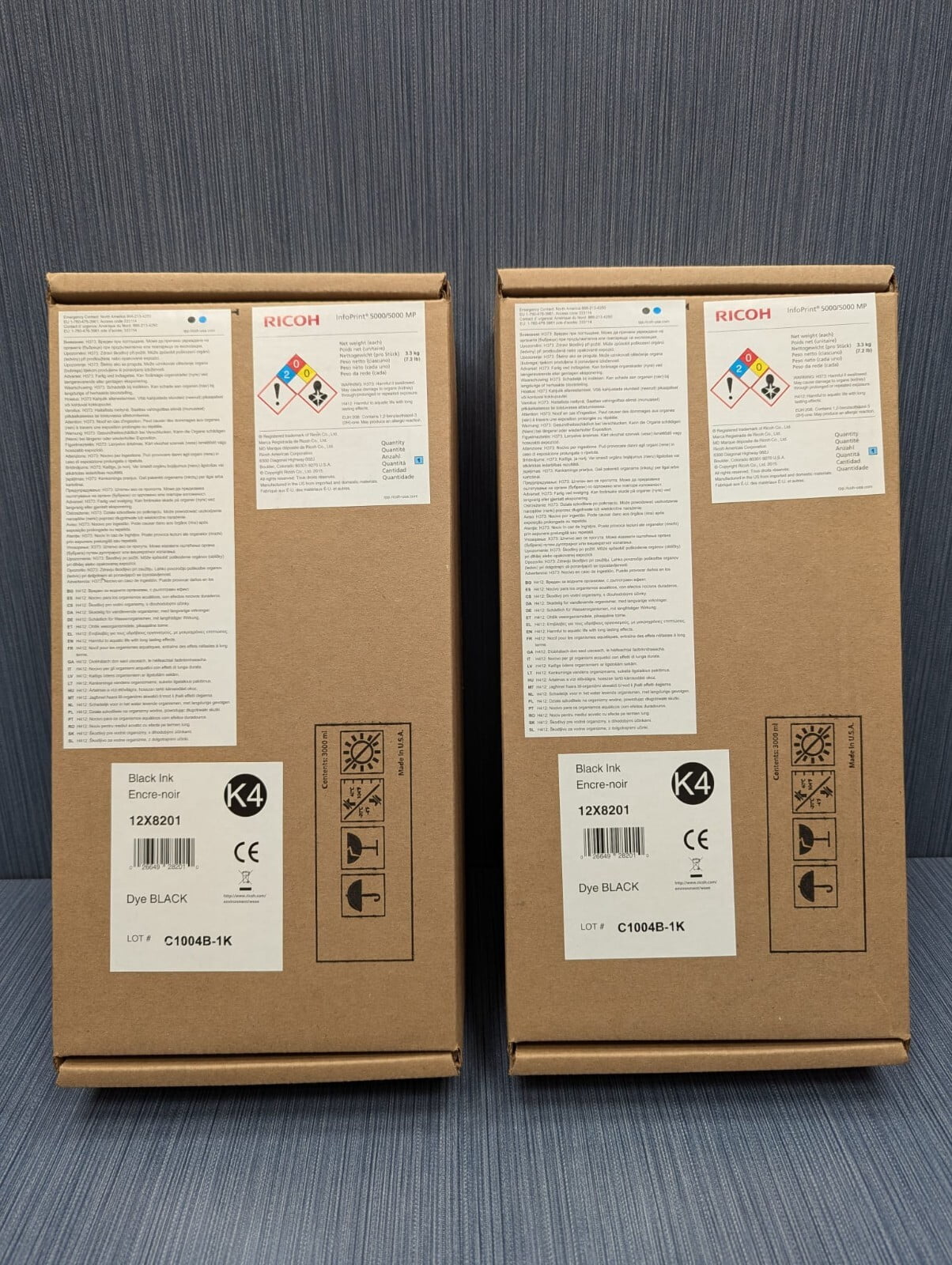 2 x Ricoh 12x8201 Black Ink for Infoprint 5000/5000 MP Continous Feed ...