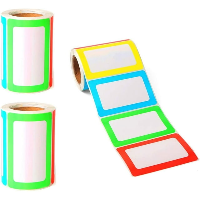 2 x Rolls Coloured Borders Large Name tag Stickers Labels, 89mm x 57mm ...