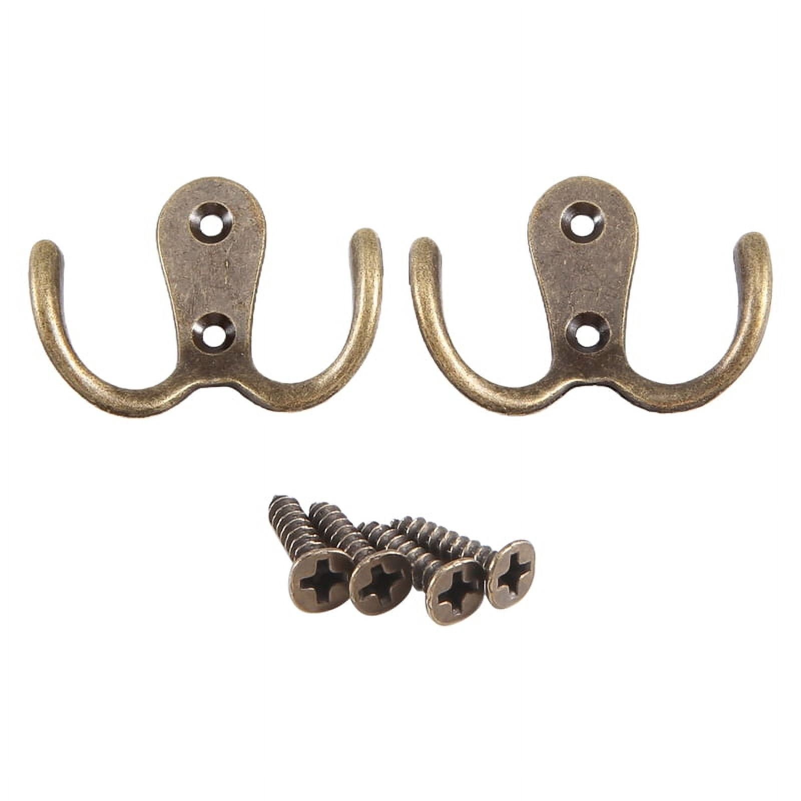 2 x Screw hook Retro metal double Metal wall mount hanger coat Antique ...