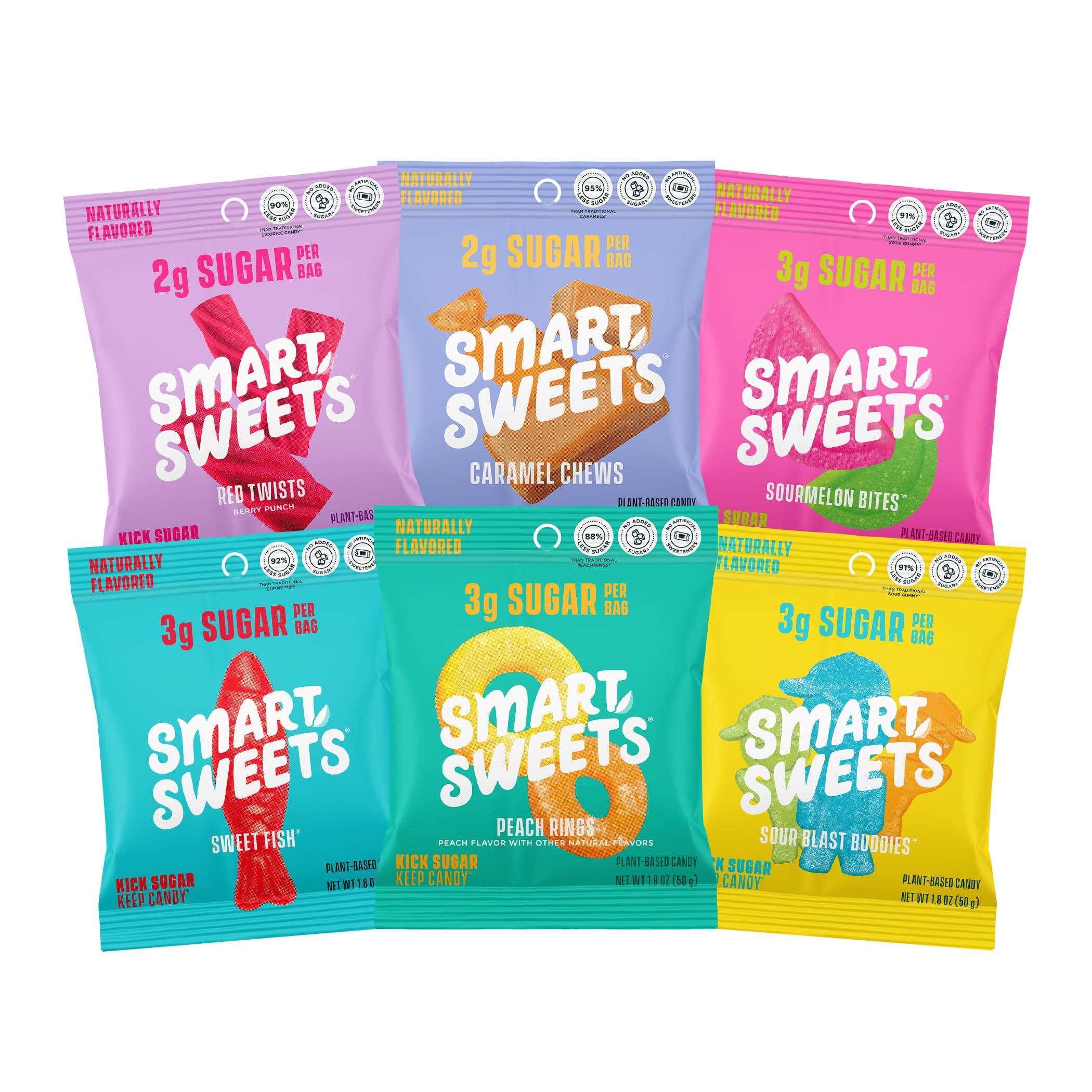2 x - SmartSweets Variety Pack Sampler, Pack of 6 Individual Flavors ...