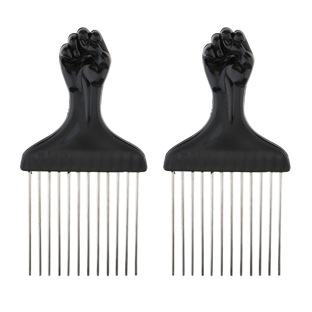 2 x , Stainless Steel Pick Afro Hair, Women and Men, Afro Combs, Fist ...