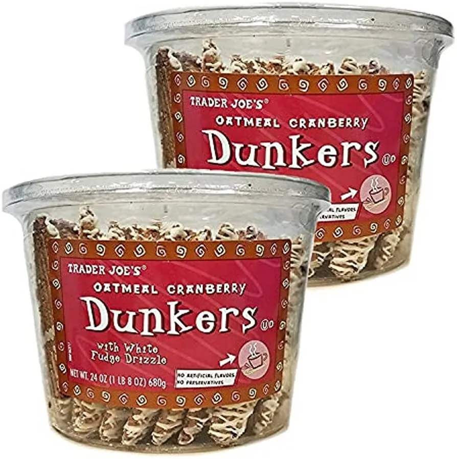 2 x Trader Joe's Oatmeal Cranberry Dunkers with White Fudge Drizzle 24 ...
