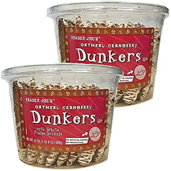 2 x Trader Joe's Oatmeal Cranberry Dunkers with White Fudge Drizzle 24 ...