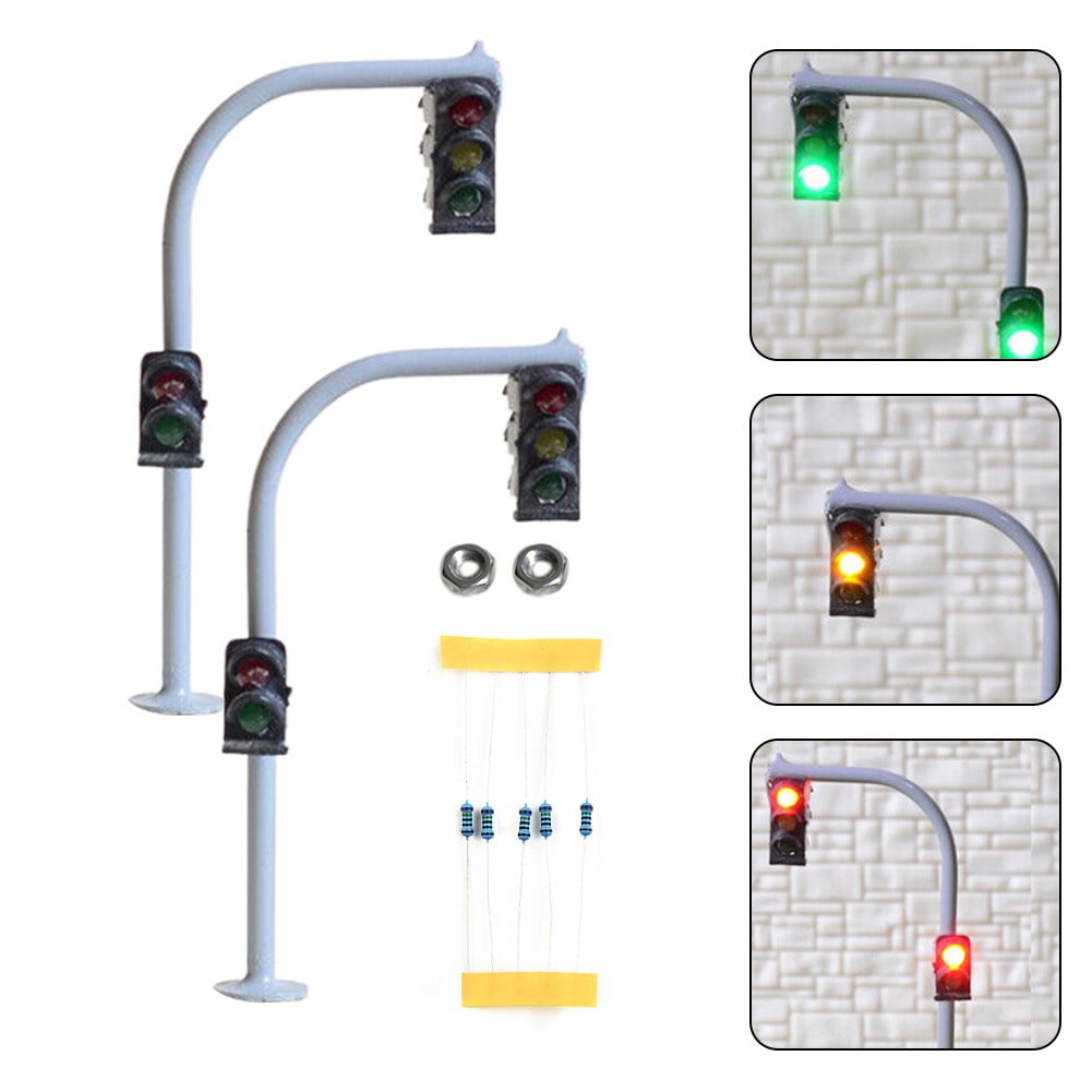 2 x Traffic Lights N Crossing Walk Model LED Pedestrian Street Signals ...