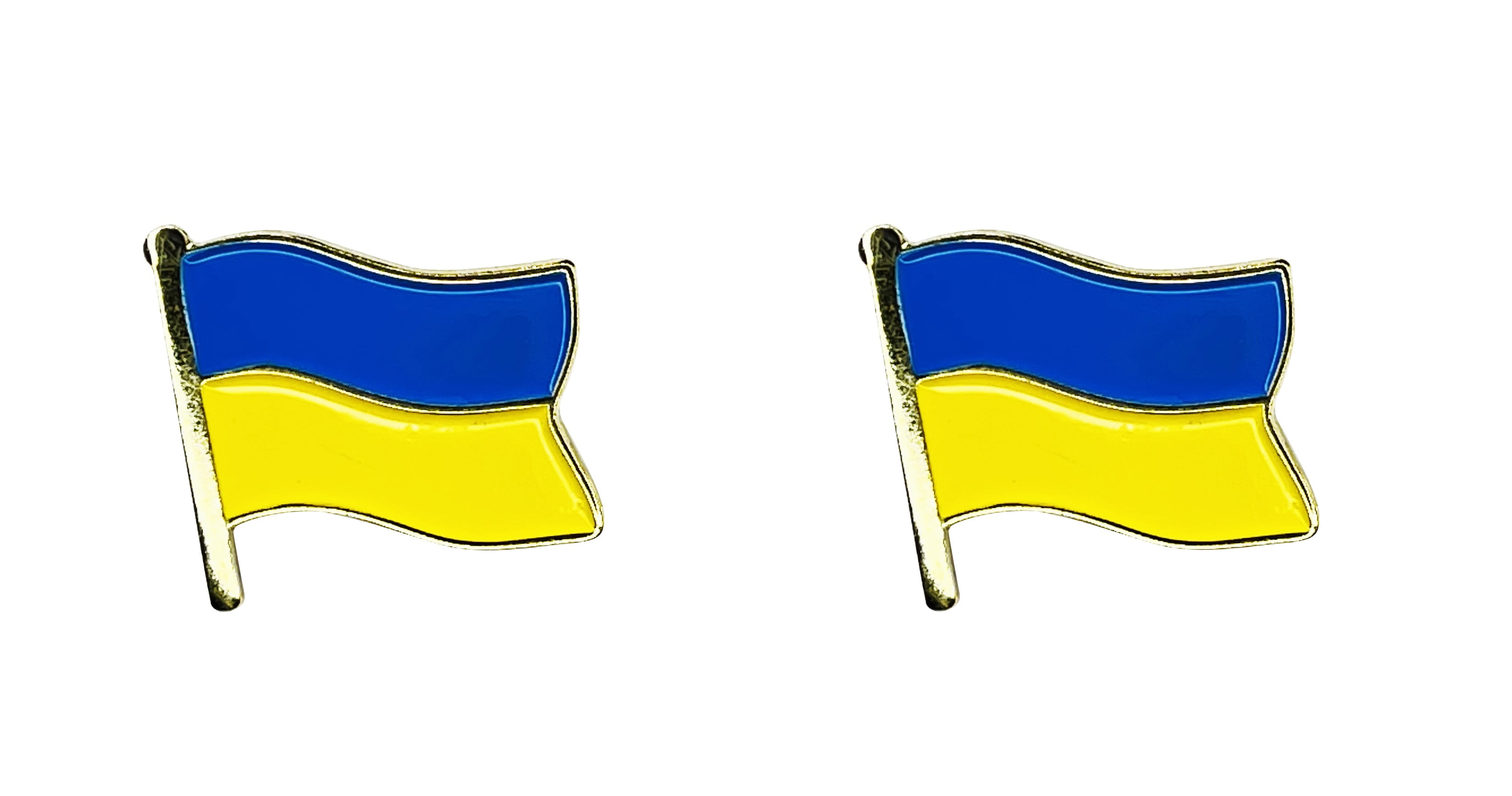 2 x Ukraine PINs, Ukrainian Waving Flag Die-Cut Enamel Lapel PIN - .75 ...