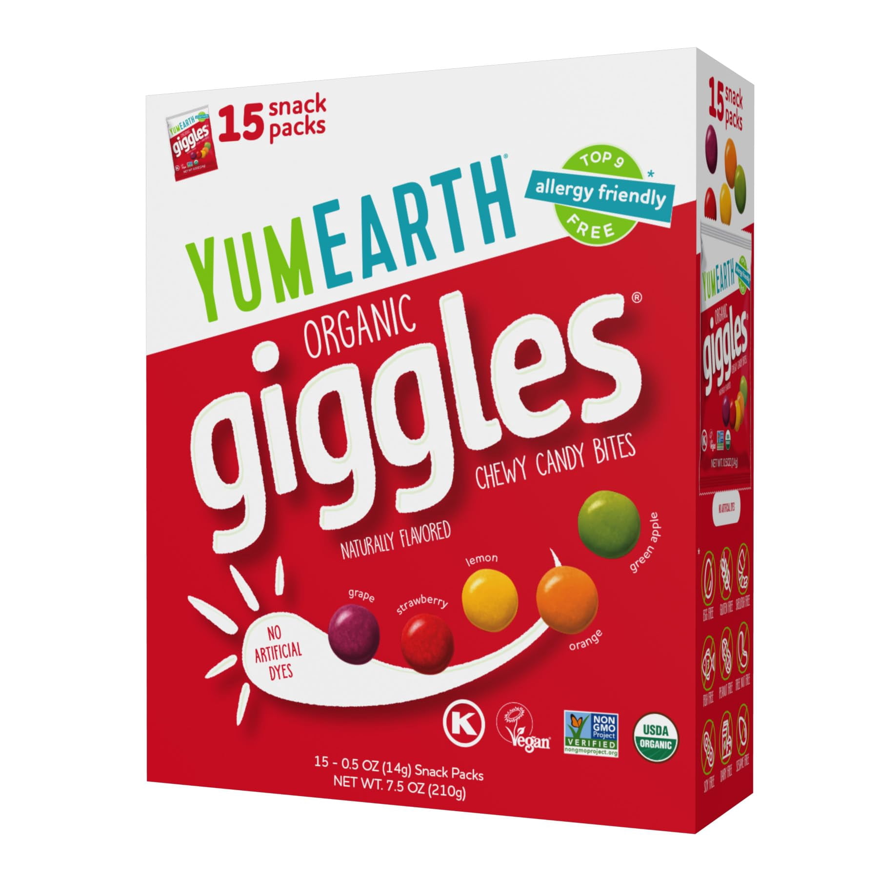 2 x - YumEarth Organic Giggles Chewy Candy – Allergy Friendly, No ...