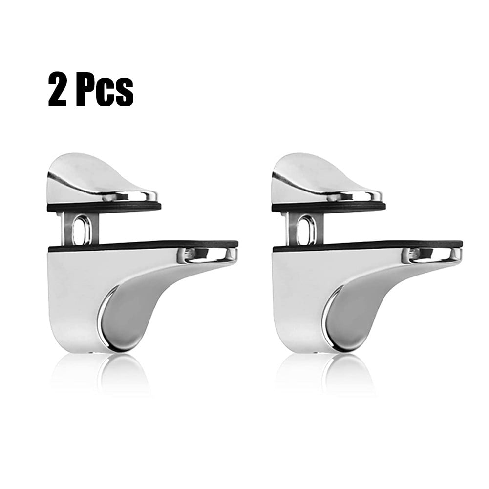 2 X Zinc Alloy Adjustable Shelf Clamp Glass Shelf Support Plate Holder ...