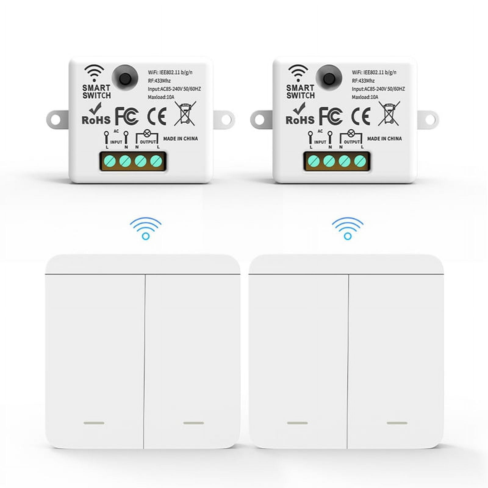 2 x switch receivers 2 x 2Gang Panel Switch-White - Walmart.com