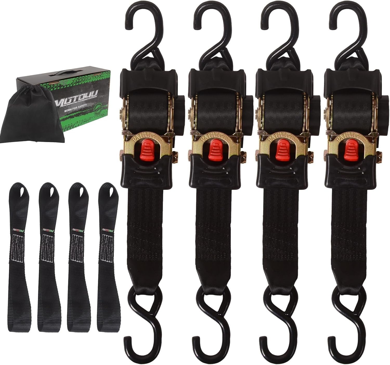 2" x10' Retractable Ratchet Tie Down Straps Heavy Duty,4 Automatic ...