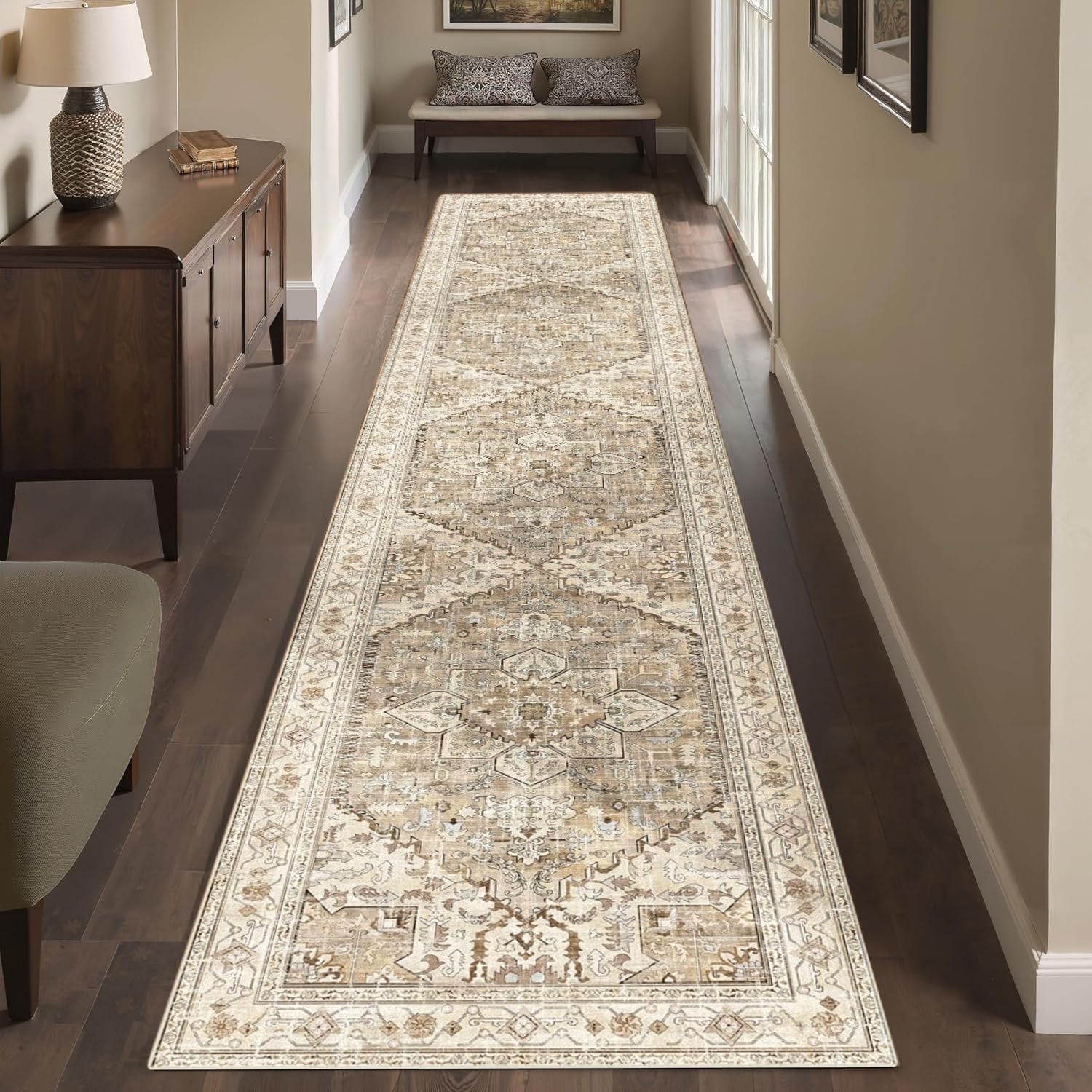 Yamaziot 2'x10' Runner Rug, Vintage Washable Hallway Rug with Non-Slip ...