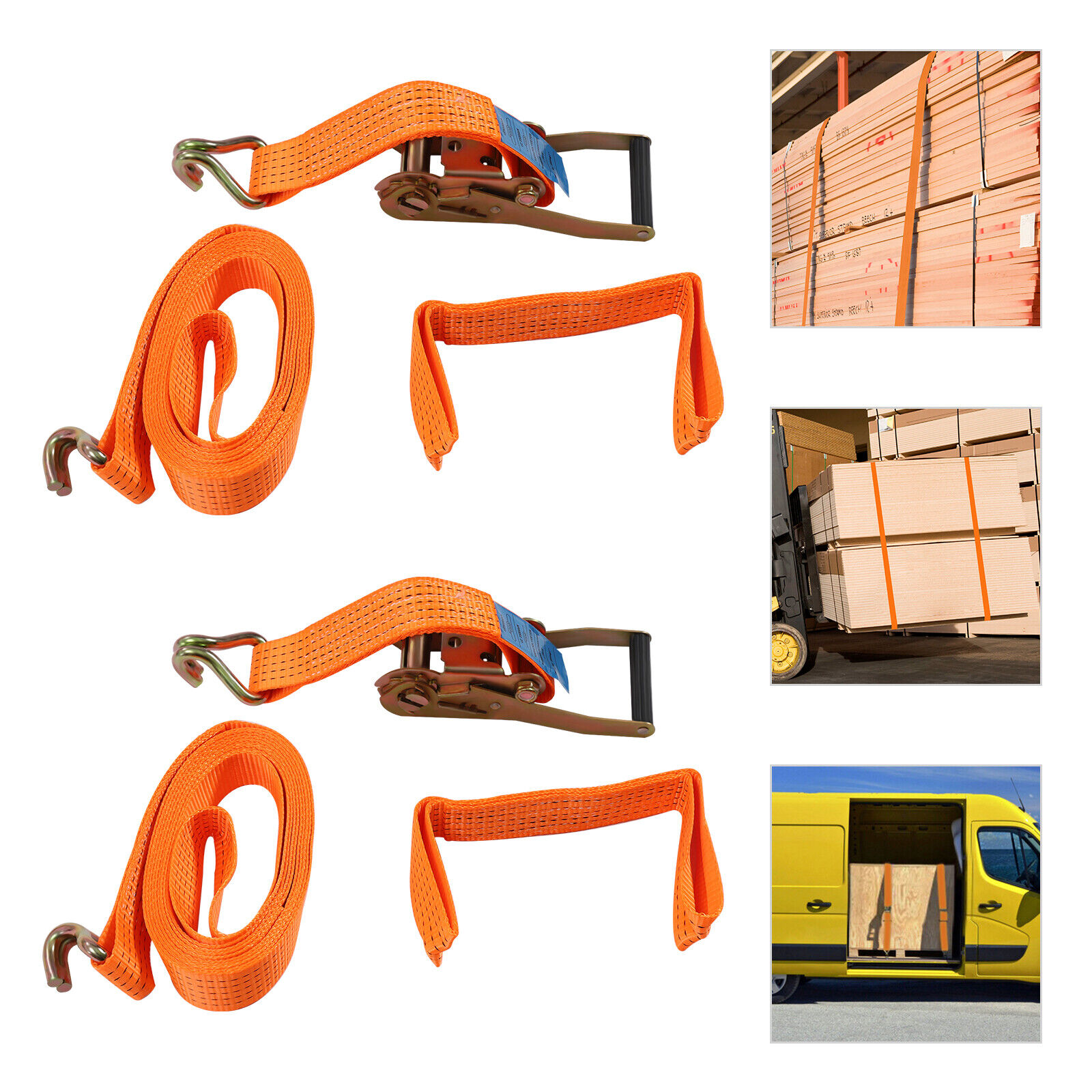 2"x17ft Heavy Duty Ratchet Straps 11000Lbs with Double J Hook Ratchet ...