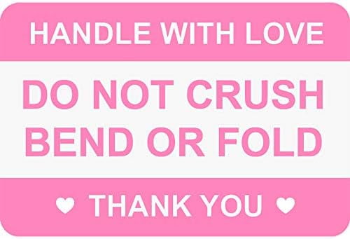 2"x3" 200 PCS Pink Do Not Crush Bend or Fold Handle with Love Labels ...