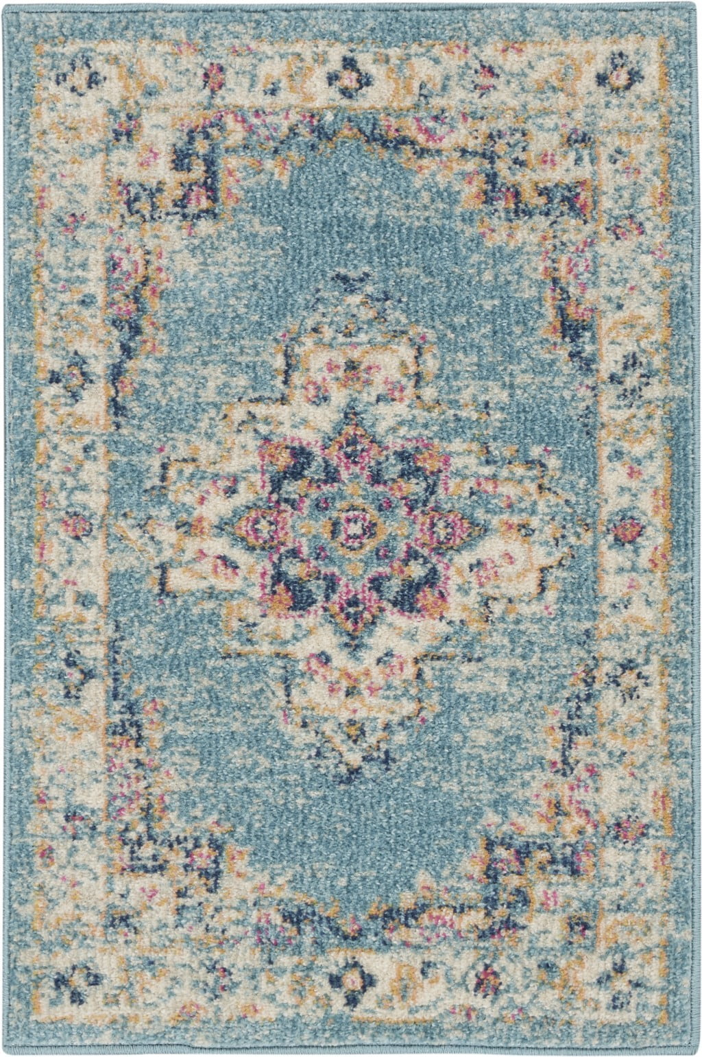 2â€™x3â€™ Light Blue Distressed Medallion Scatter Rug - Walmart.com