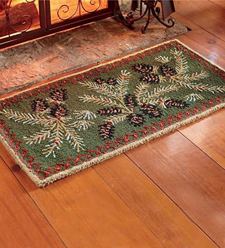 2'x4' Hooked Pine Cone Fireproof Hearth Rug |100% Wool Fireplace Mat ...