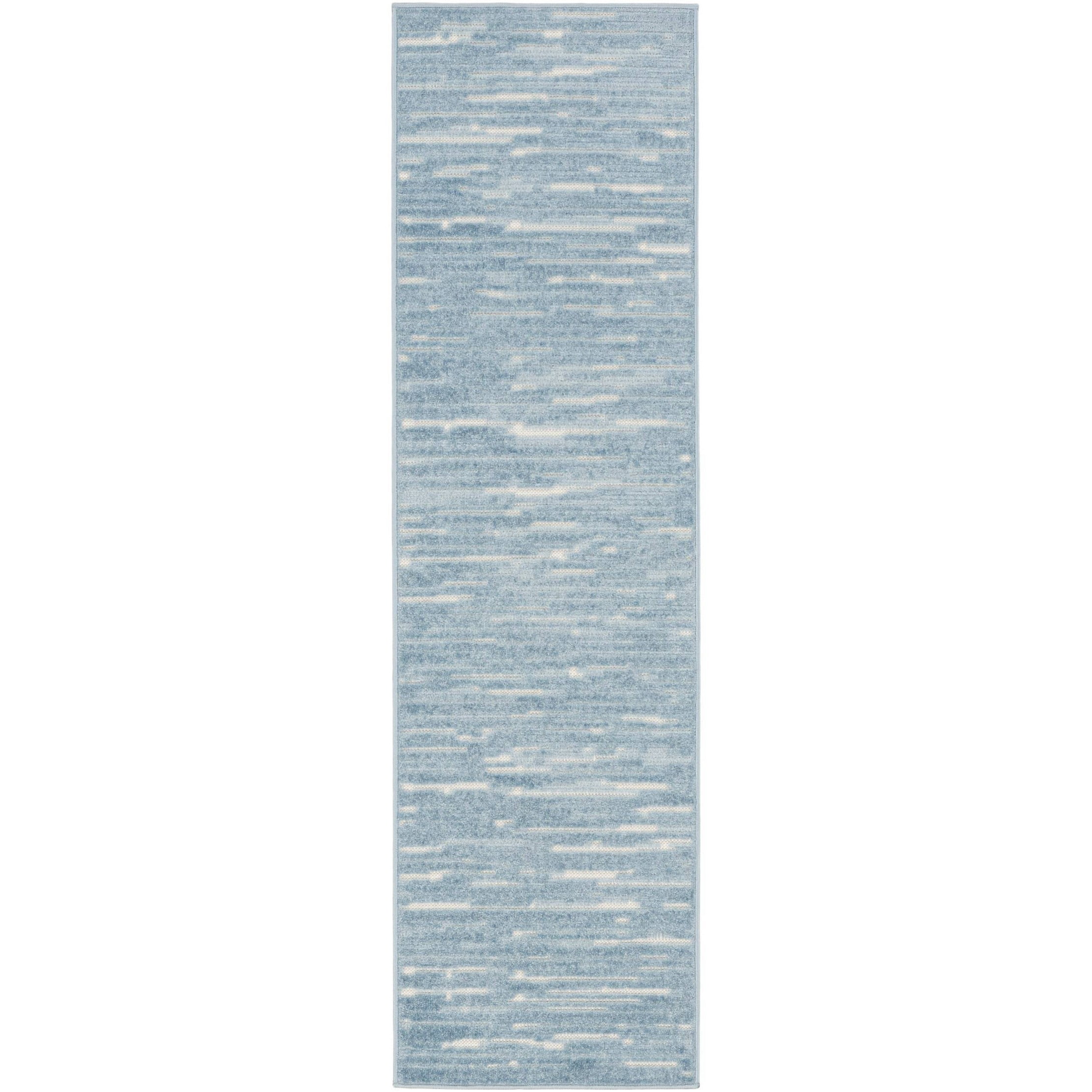 2'x6' Care Free Abstract Machine Woven Runner Rug Blue: Modern Low Pile ...