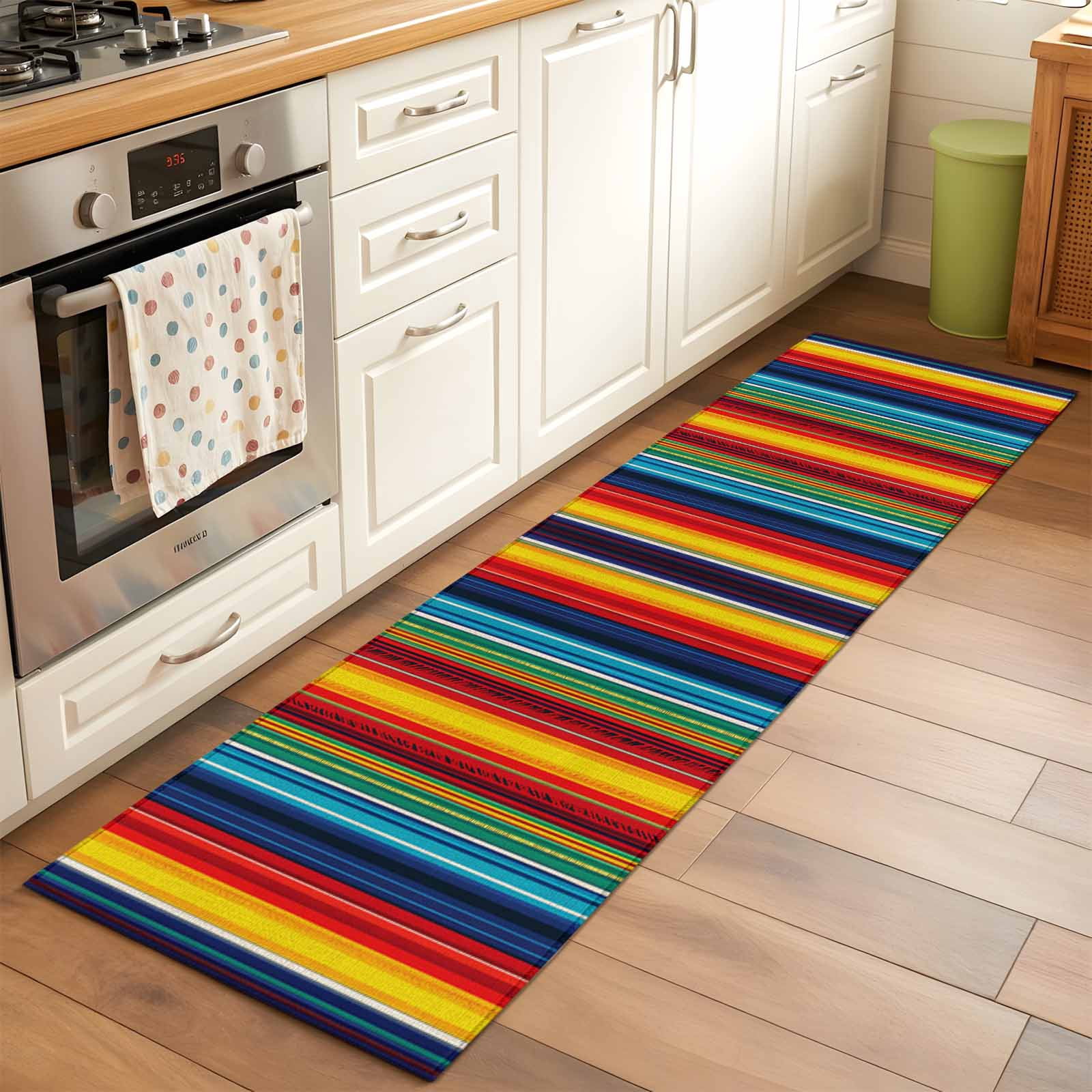 2'x6' Rug Runners for Hallways Kitchen, Abstract Vertical Striped Non ...