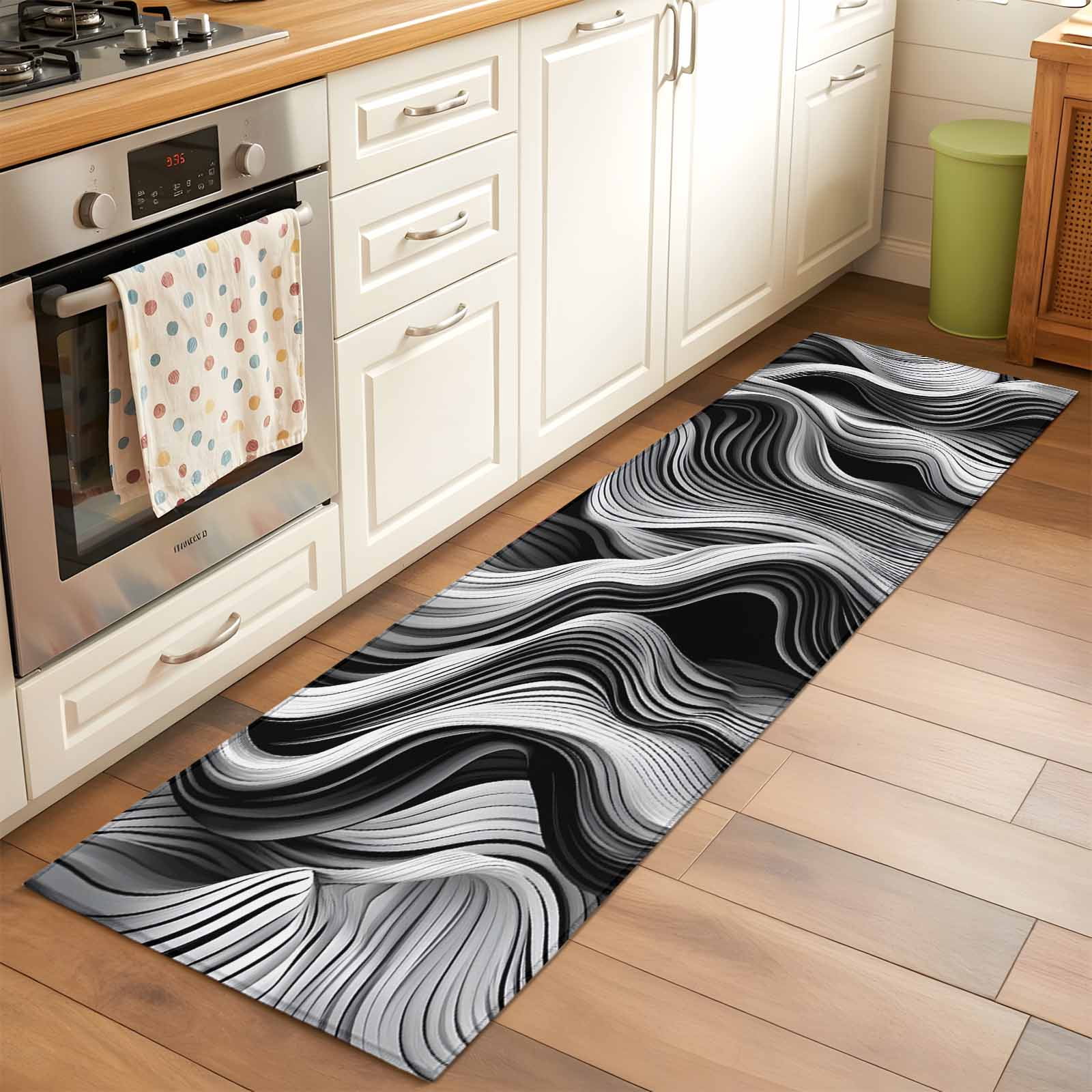 2'x6' Rug Runners for Hallways Kitchen, Abstract Waves Non Slip ...