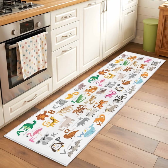 2'x6' Rug Runners for Hallways Kitchen, Animals Alphabetes Non Slip ...