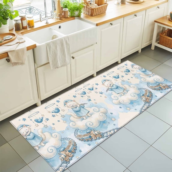 2'x6' Rug Runners for Hallways Kitchen, Beige Cartoon Cats Non Slip ...