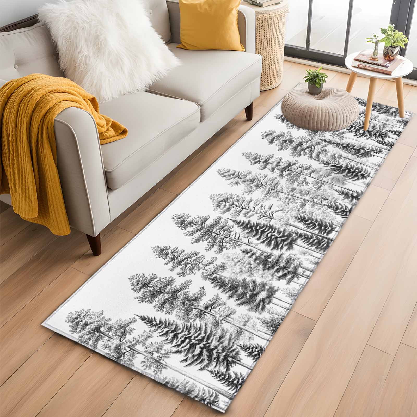 2'x6' Rug Runners for Hallways Kitchen, Black Pastoral Tree Non Slip ...