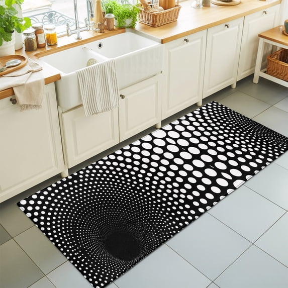 2'x6' Rug Runners for Hallways Kitchen, Black White Polka Dots Non Slip ...