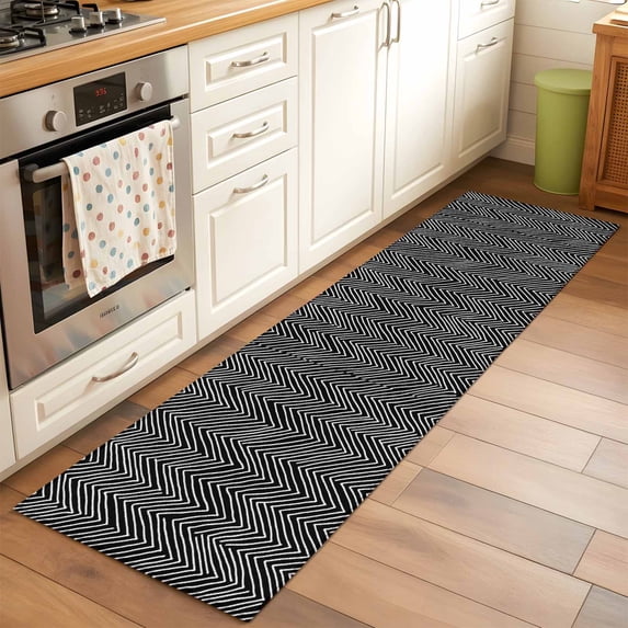 2'x6' Rug Runners for Hallways Kitchen, Black White Stripe Non Slip ...