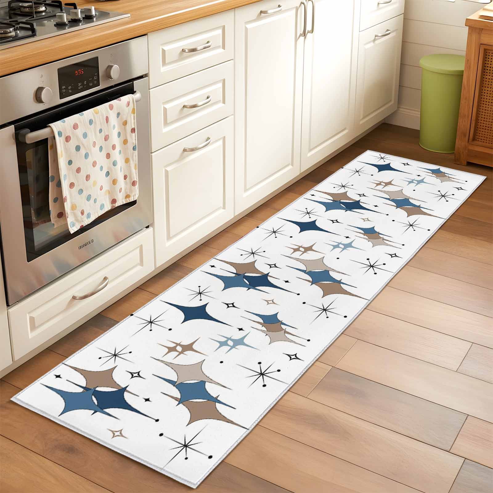 2'x6' Rug Runners for Hallways Kitchen, Blue Brown Diamond Non Slip ...