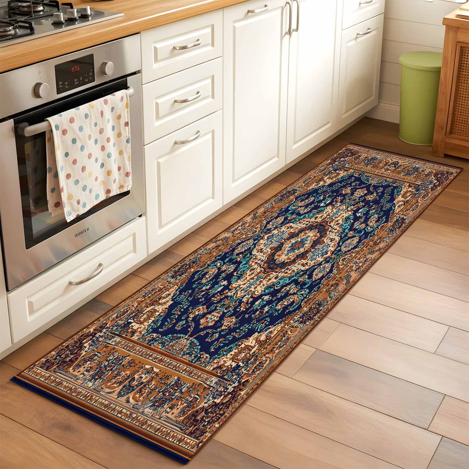 2'x6' Rug Runners for Hallways Kitchen, Blue Burnt Orange Boho Non Slip ...