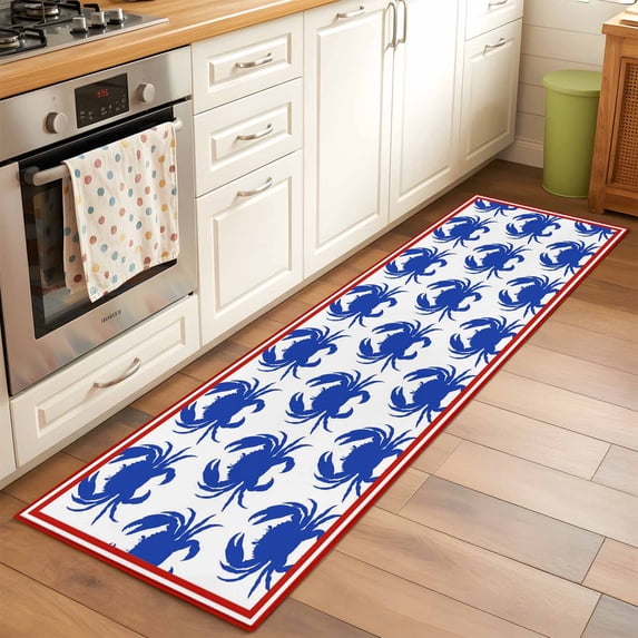 2'x6' Rug Runners for Hallways Kitchen, Blue Coastal Carb Non Slip ...