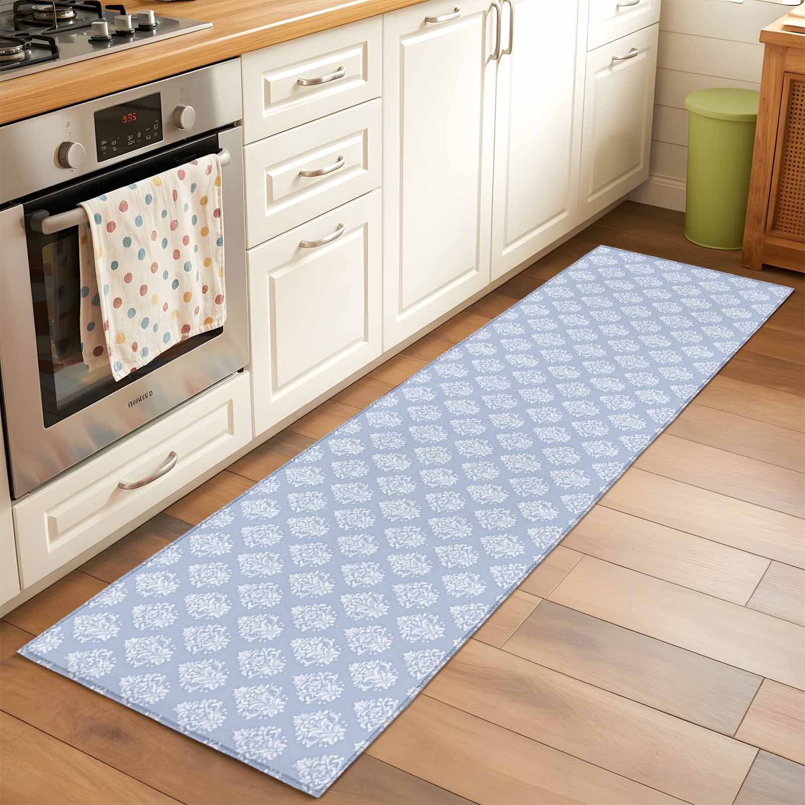 2'x6' Rug Runners for Hallways Kitchen, Blue Floral Boho Non Slip ...