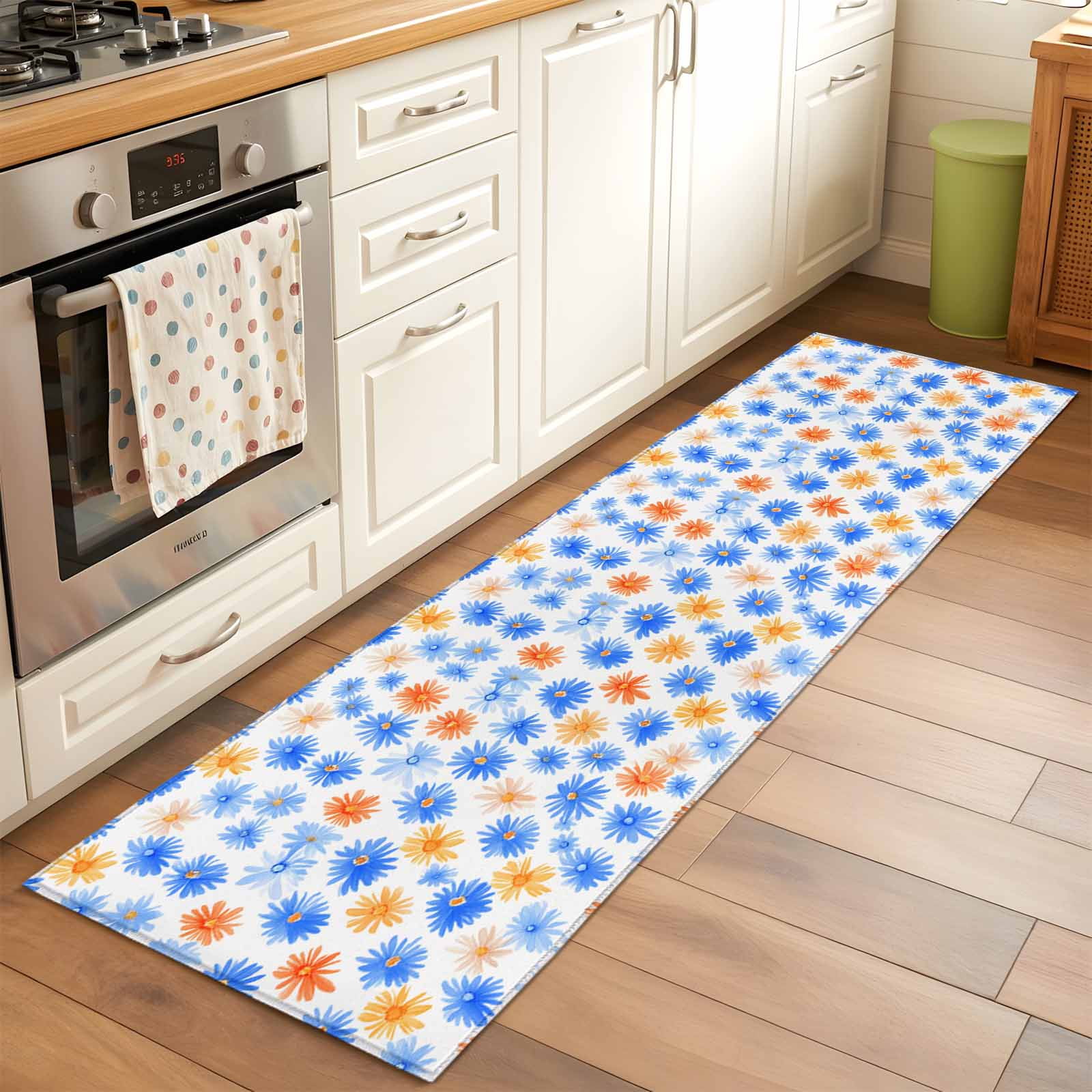 2'x6' Rug Runners for Hallways Kitchen, Blue Flower Non Slip Entryway ...