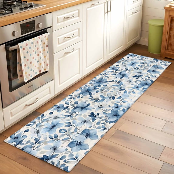 2'x6' Rug Runners for Hallways Kitchen, Blue Flower Non Slip Entryway ...