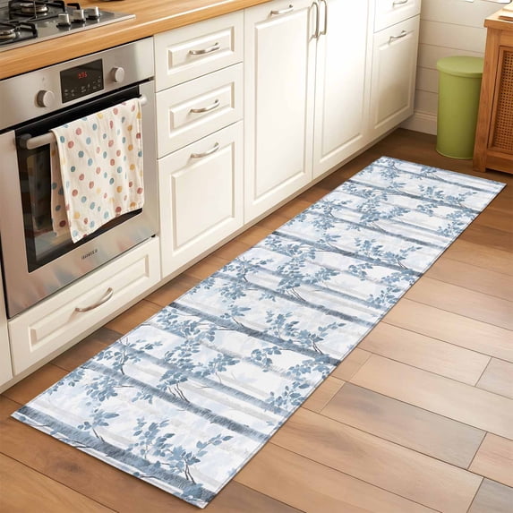 2'x6' Rug Runners for Hallways Kitchen, Blue Gray Forest Non Slip ...