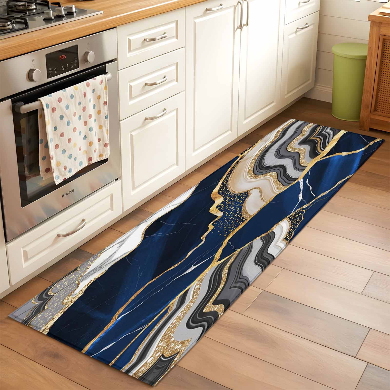 2'x6' Rug Runners for Hallways Kitchen, Blue Marble Non Slip Entryway ...