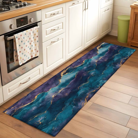 2'x6' Rug Runners for Hallways Kitchen, Blue Purple Marble Non Slip ...
