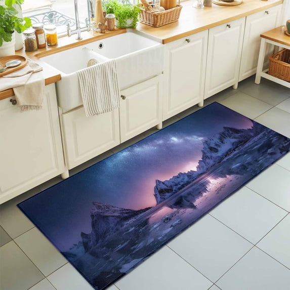 2'x6' Rug Runners for Hallways Kitchen, Blue Purple Mountains Non Slip ...