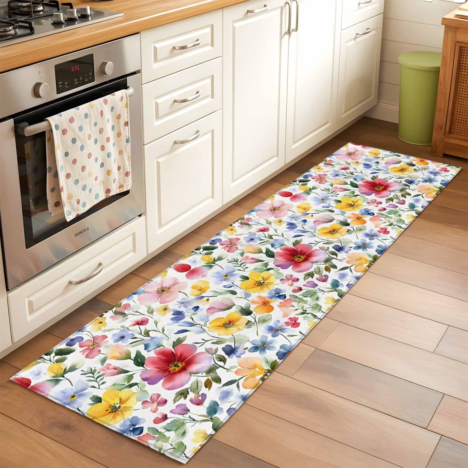 2'x6' Rug Runners for Hallways Kitchen, Blue Red Floral Non Slip ...