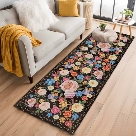2'x6' Rug Runners for Hallways Kitchen, Boho Pink Flower Non Slip ...