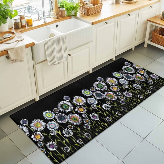 2'x6' Rug Runners for Hallways Kitchen, Boho White Daisy Non Slip ...