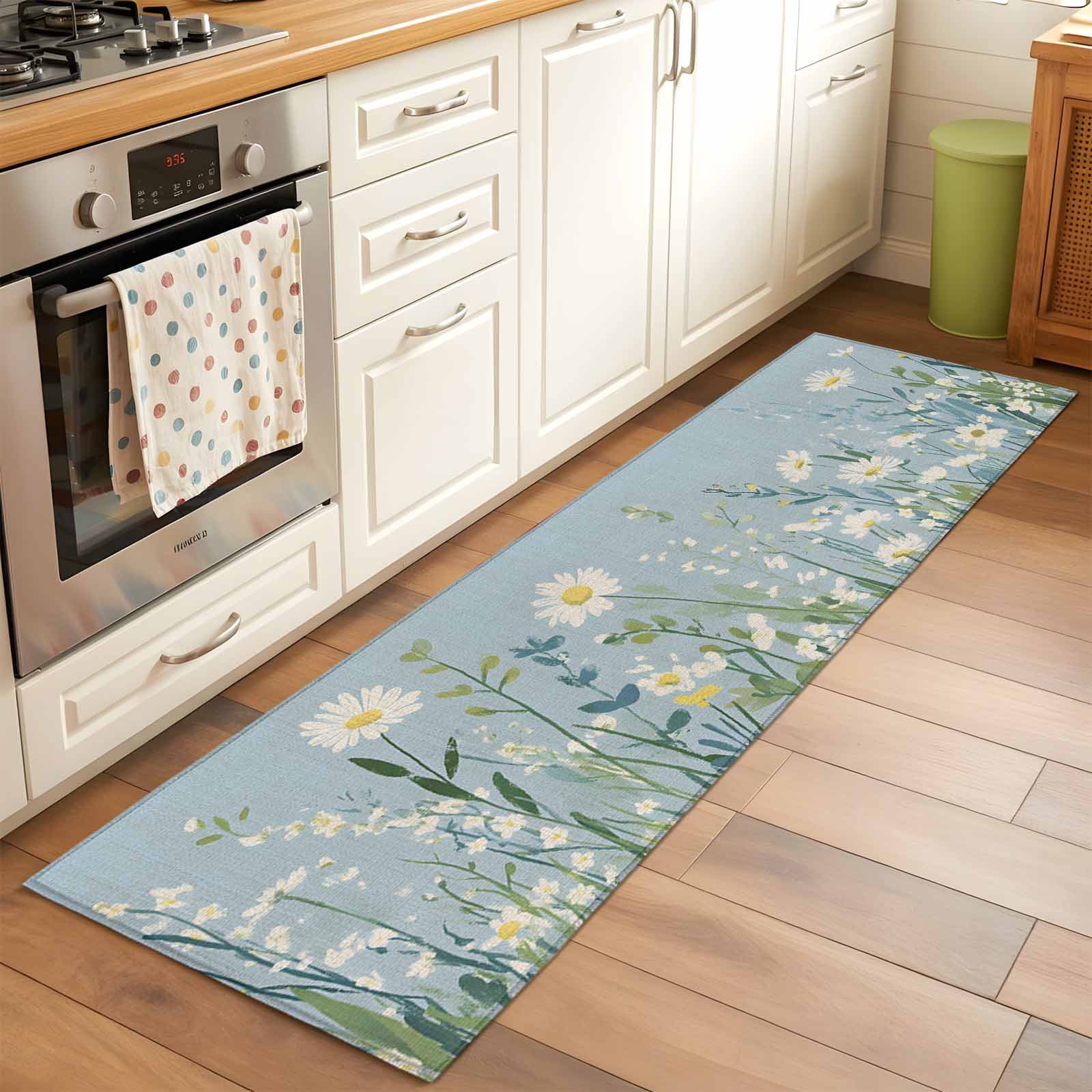 2'x6' Rug Runners for Hallways Kitchen, Botanical Blue Green Non Slip ...
