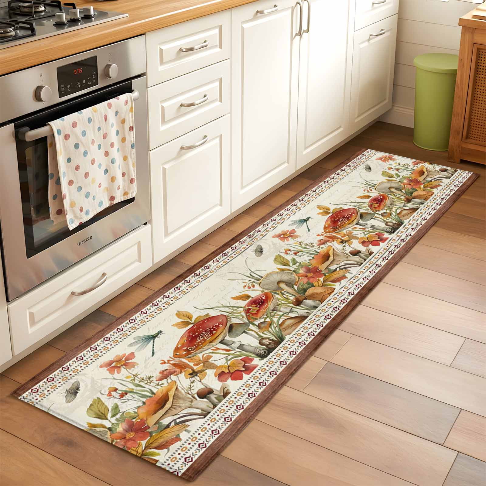 2'x6' Rug Runners for Hallways Kitchen, Botanical Mushrooms Non Slip ...